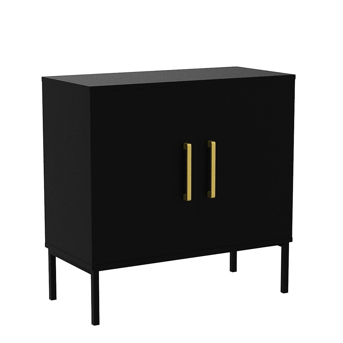 LYNSOM Set of 2 Accent Storage Cabinet with Doors and Adjustable Shelf, Freestanding Modern Sideboard Buffet Cabinet for Office, Dining Room, Living Room, Hallway, Black