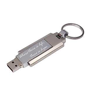 Custom Metal Rotating USB Flash Drive Keychain Memory Stick Engraved Free 16GB