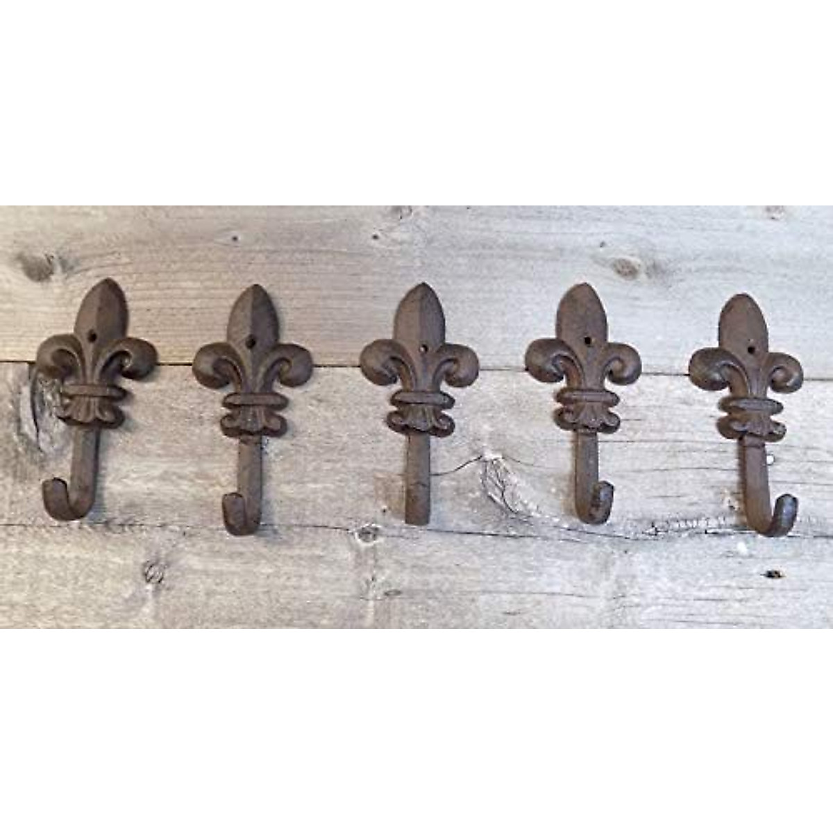 MIDWEST CRAFT HOUSE 5 Coat Hooks Fleur DE LIS French Entry Way Dog Leash Towel Bath Bathroom Kitchen