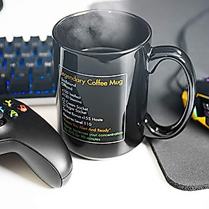 MMO Mug - Legendary Coffee Mug Level 110 - Large Ceramic Black Coffee Mug 15oz - Gaming, Gamer Cup