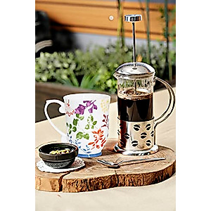 QOUTIQUE Bone China Decorated Coffee Mugs - 20 Ounce - Set of 4, Cups for Latte, Hot Tea, Cappuccino, Mocha, Cocoa, Mug Set, Large Coffee Mug, Surely