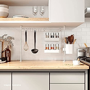 Umbra Anywhere Tension Rod Multi Kitchen Organizer, Large Org, White