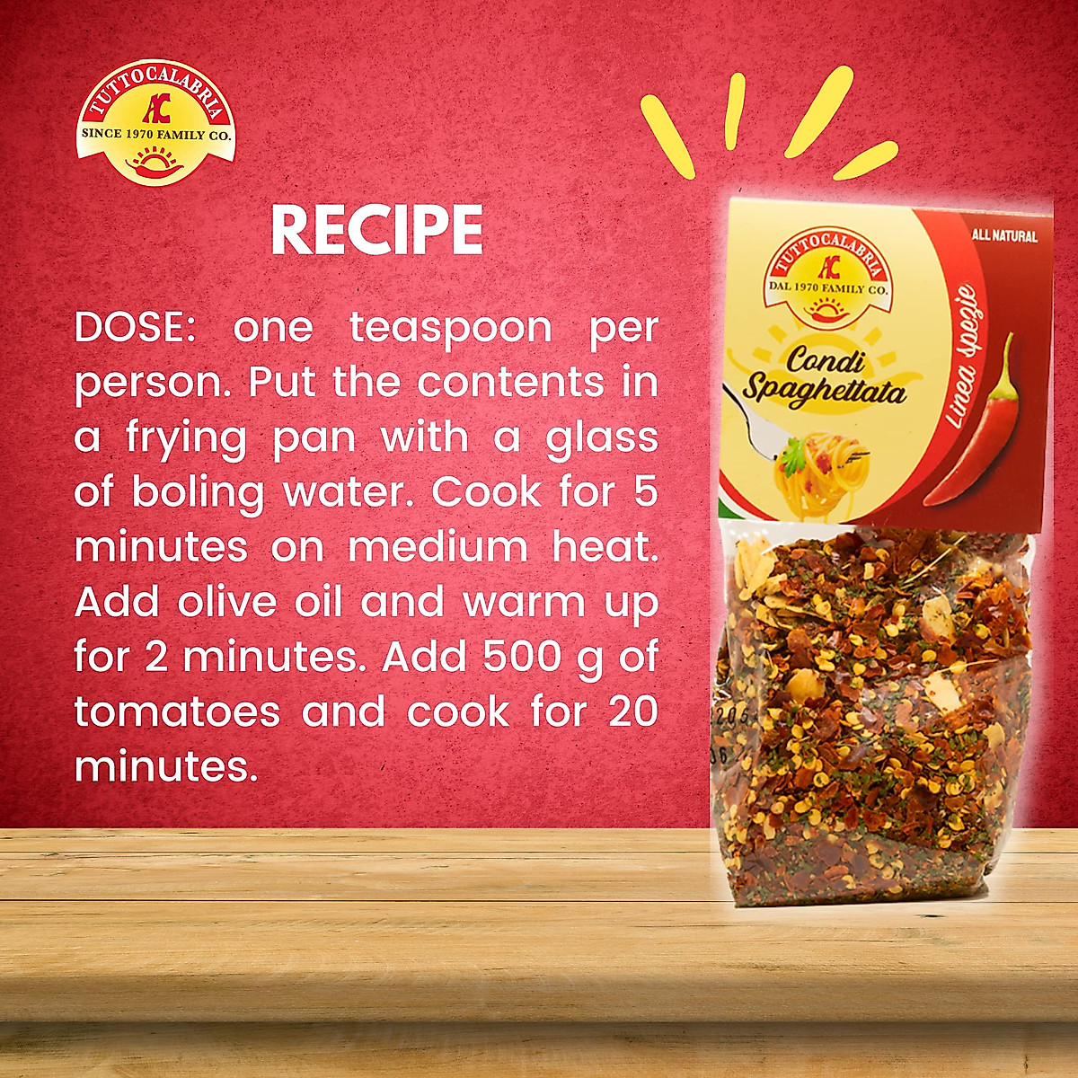 Italian Spaghetti Sauce Seasoning, Add oil to pan, heat, mix in seasoning, and then toss with your favorite pasta, 2.1 oz, TuttoCalabria