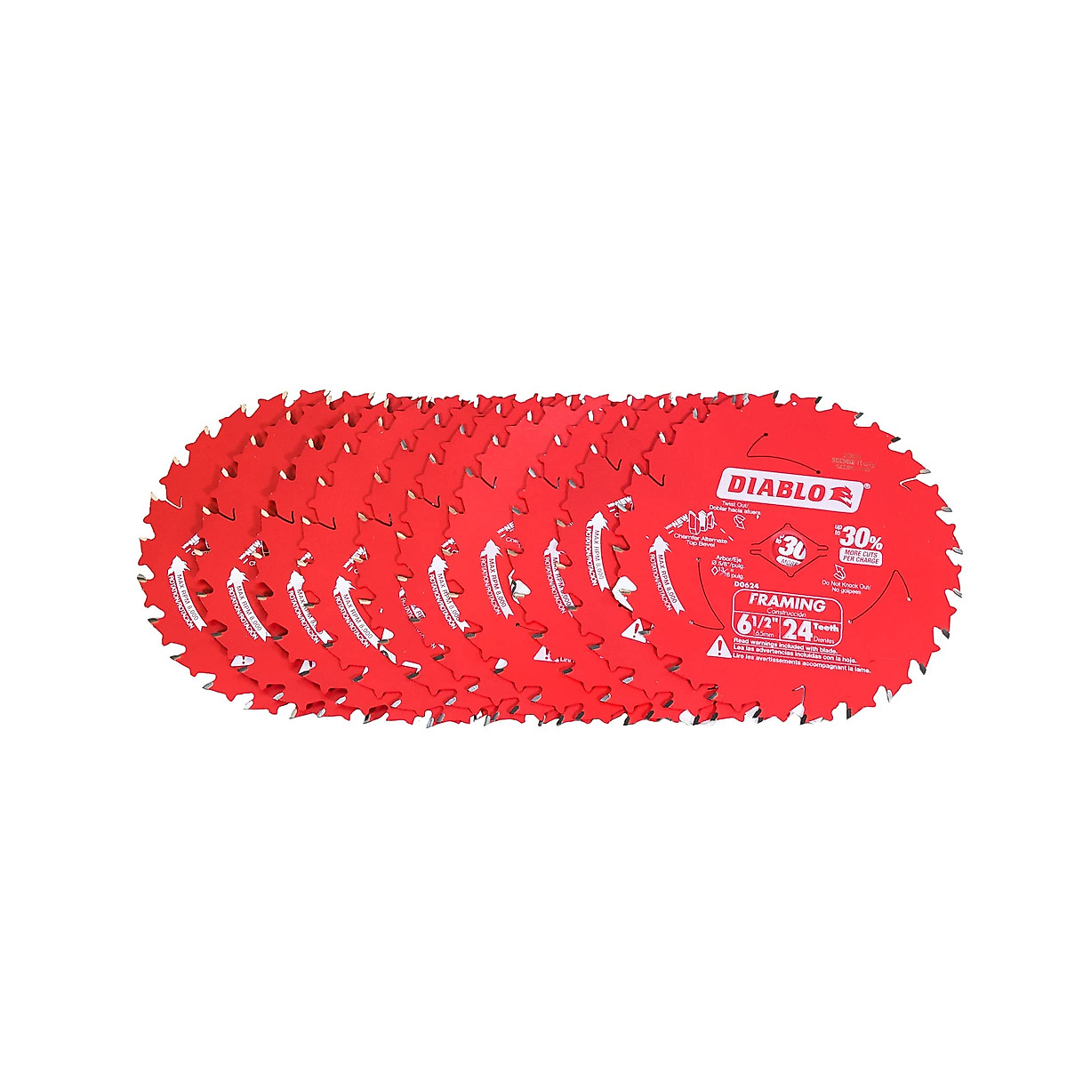 Freud D0624A 6‑1/2 in. x 24‑Tooth Tracking Point Wood Framing Saw Blade, Carbide