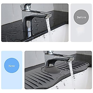 Self-draining Silicone Splash Guard Kitchen Sink Durable Faucet Drain Pad for Clean Black S