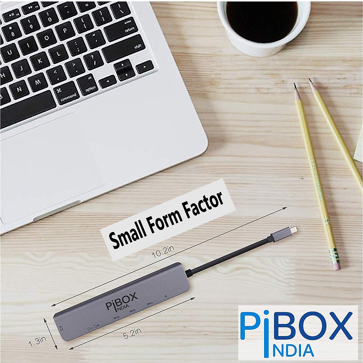 pibox India - USB C Hub Dock- 7 in 1 with HDCP 2.2, Aluminum Type C Adapter with 4K HDMI Port, USB 3.0 Port, USB-C Power Delivery, TF/SD Card Reader, MacBook Air, Pro/Dell (Grey)