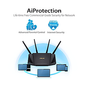 ASUS RT-AX56U AX1800 WiFi 6 Dual-Band WiFi Router, Lifetime Internet Security with AiProtection, Whole-Home WiFi with AiMesh