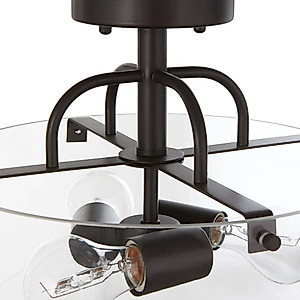 3-Light Bronze Semi-Flush Mount with Clear Glass Shade
