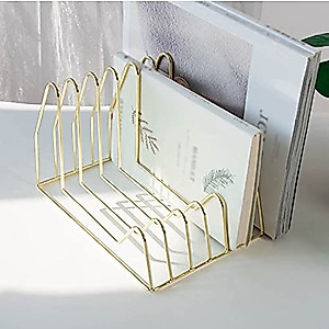Decorative bookends Gold Bookend Desktop Desk Organizer Iron Book Holder Book Stand Office Supplies Desk Accessories Non-Skid Bookends Stand bookends