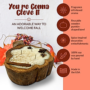 Dough Bowl Candle Co. Pumpkin Candle - 8"x6"x1.5" Pumpkin Spice Candles with 35 Hour Burn Time, Wooden Fall Candles with 100% Soy Wax, 3 Wick Fall Scented Candles, Fall Room Decor, Autumn Candle