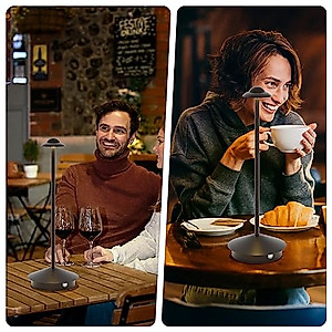 liveMAX Rechargeable Table Lamp,Cordless Table Lamp,Touch Dimmable Wireless Lamp in Aluminium,5000mAh Battery Desk Lamp for Home/Restaurant/Outside Dining/Dinner/Patio(Brown)