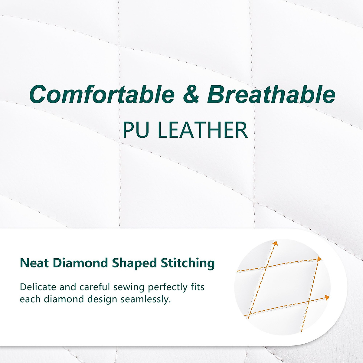 YOUNUOKE Comfortable Desk Chair, Home Office Chairs with Wheels, Armless Samll Comfy Vanity Chairs, PU Leather Computer Task Work Desk Chairs, White