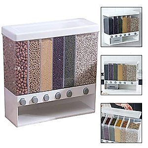Wall Mounted Dry Food Dispenser - Whole Grains Rice Bucket Rice Storage Tank, Space Saving Containers for Convenient Storage of Rice Nuts Beans Cereals and Free Control of Cereal Output