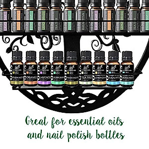 SoCal Buttercup Essential Oils & Nail Polish Organizer - Display Holder Storage Shelf from Oval Black with Tree Silhouette - Wall Mounted Round Rack Oil Bottle Storage (Black)
