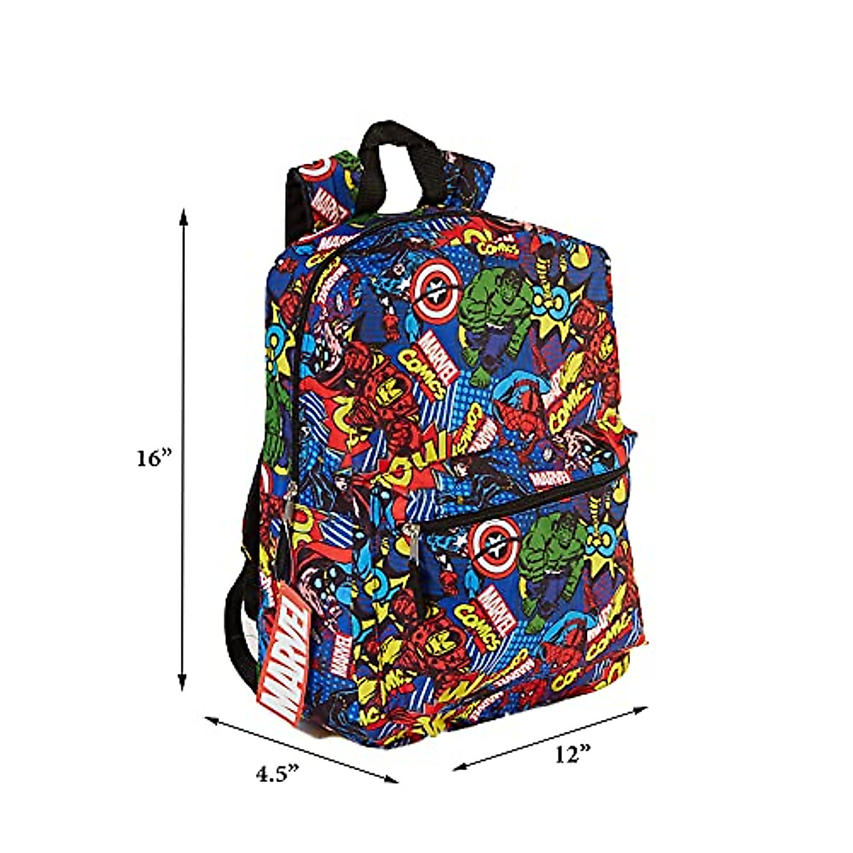 Marvel Comics Avengers Incredible Hulk, Captain America, Spiderman Backpack for Kids, 16 inch
