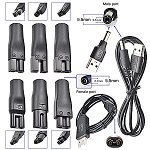 9 PCS Replacement Power Cord 5V Charger USB Adapter Suitable for Electric Hair Clippers, Beard trimmers, Shavers, Beauty Instruments, Desk Lamps, Purifiers.