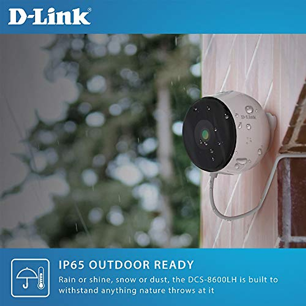 D-Link Outdoor Security Camera Wireless, Day Night Vision Home Surveillance Network System in Full HD (DCS-8600LH/LT-US) White