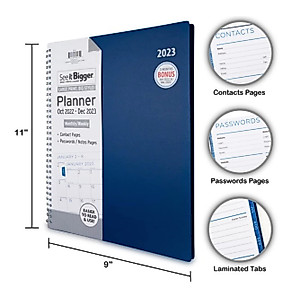 See It Bigger Monthly & Weekly Planner, October 2022 - December 2023 (5.75"x 8.75") Black