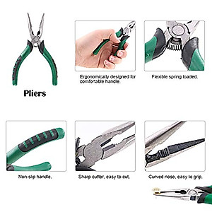 Hilitchi 5 Pcs Upholstery Tools Double-Faced Soft Mallet Tack Hammer with Two Replacement Heads, Decorative Tacks Staple Nails Lifter and Removal Pliers, Hammer Also for Leather, Jewelry Craft Project