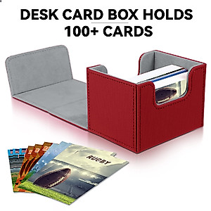 2 Pieces Card Deck Case Trading Card Storage Boxes Magnetic Deck Holder Leather Deck Sleeves to Storage 100 Cards Guardian Guardian (Horizontal,Red, Blue)