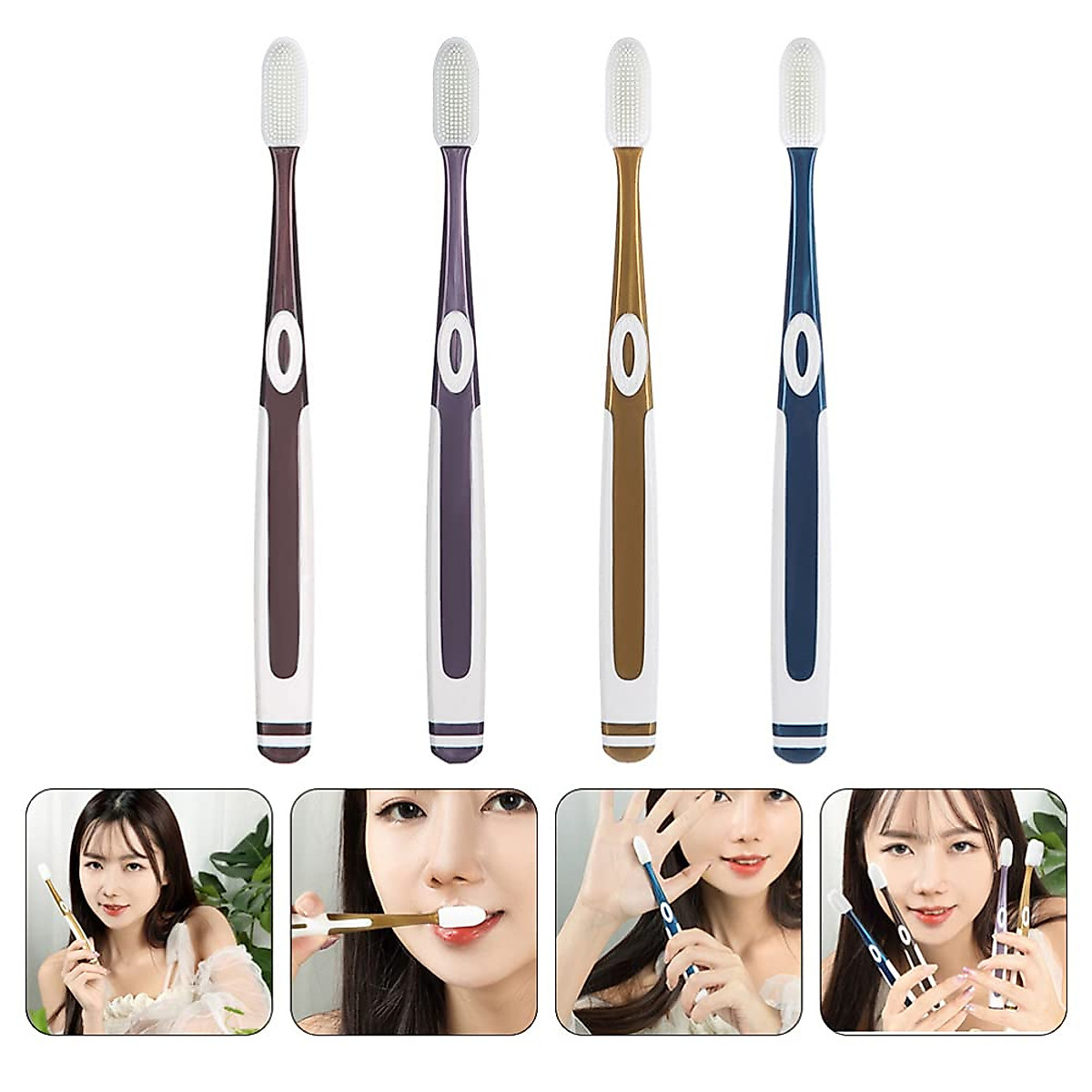 Healifty 4pcs Toothbrush Holders Silicone toothbrushes bristles Toothbrush Soft Toothbrush for Teeth Manual Toothbrush for Adults Electric Toothbrush Teenagers Electric Toothbrush