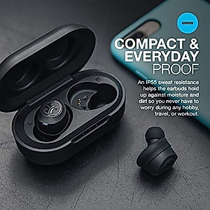 JLAB Audio Jbuds Air True Wireless Signature Bluetooth Earbuds, Charging Case, Black, IP55 Sweat Resistance, Bluetooth 5.0 Connection (Renewed)