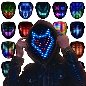 ORWINE LED Mask, Light Up Mask with Gesture Sensing, Unisex LED Lighted Face Transforming Mask for Festival Dj Cosplay Halloween Costume Masquerade Parties Christmas Gifts for Kids