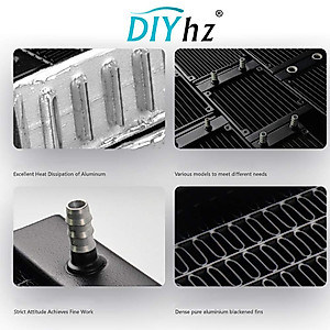 DIYhz Water Cooling Computer Radiator, 12 Pipe Aluminum Heat Exchanger Liquid Cooling Radiator Heat Sink 240mm for CPU PC Laser Water Cool System DC12V Black