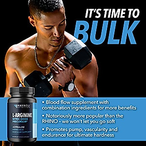 L Arginine L Citrulline Supplement Nitric Oxide Pills for Men | Stamina Endurance Performance for Workouts | L Arginine 500mg Nitrous Oxide Supplements for Men | 60 NO2 L-Arginine Plus Vegan Capsules