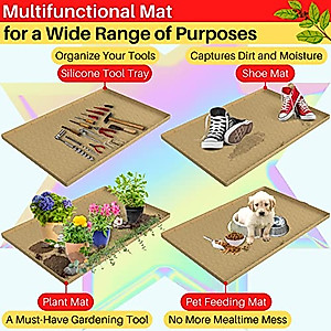 maryha Under Sink Mat for Kitchen Cabinet - Waterproof Silicone Proctor Tray for Leaks, Drips, Spills - Flexible Shelf Liner with Raised Edge and Drain Hole for Kitchen, Bathroom - 34" x 22" Beige