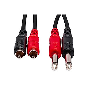 Hosa CPR-201 Dual 1/4" TS to Dual RCA Stereo Interconnect Cable, 1 Meter