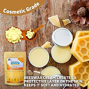 Organic Beeswax Pellets 1LB, USDA Certified Pure for Candle and Lotion Making, Food Grade Beeswax for Candle Making, 1 lb Beeswax Pastilles Organic, Bees Wax 1 lb Melts for Lotion