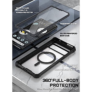 Poetic Guardian MagPro Case Compatible with Pixel 7 Pro,[Compatible with MagSafe], Built-in Screen Protector Work with Fingerprint ID, Full Body Hybrid Shockproof Protective Rugged Case, Black/Clear