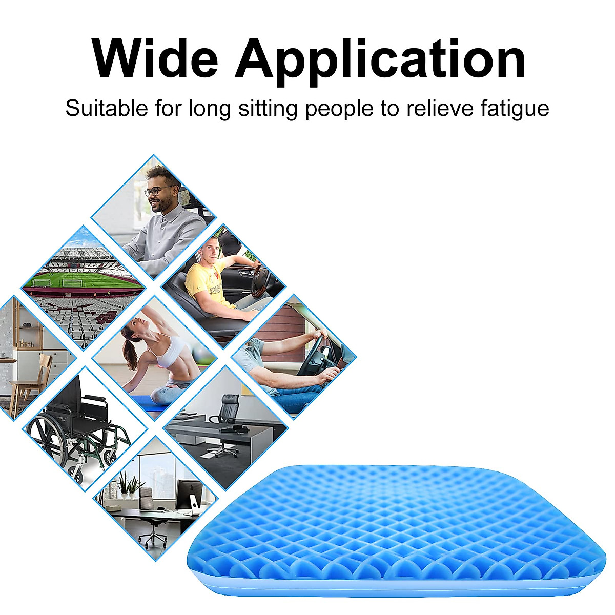 Gel Seat Cushion Double Thick Gel Chair Cushion for Pressure Relief 1.8in Thick Portable Seat Cushion with Breathable Cooling Gel Non-Slip Cover for Long Sitting Home Office Chair Wheelchair Cushion