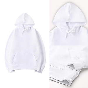MR.R Sublimation Polyester Blanks White Hoodie Hooded Sweatshirt Cloth Unisex Style Pullover Casual Solid Color Sports Outwear Sweatshirts,XXL size