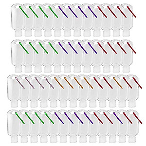 HATTIE 50Pack Travel Plastic Clear Keychain Bottles 50ml/2oz Portable Leakproof Squeeze Small Bottles With Flip Cap Refillable Empty Containers for Lotion Soap Toiletry