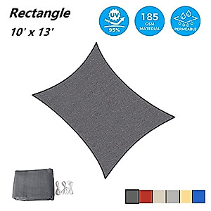 AsterOutdoor Sun Shade Sail Rectangle 10' x 13' UV Block Canopy for Patio Backyard Lawn Garden Outdoor Activities, Graphite