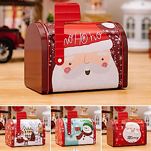DASHENRAN Xmas Reindeer Gift Box, Christmas Reindeer Gift Box, Christmas Gift Boxes with Lids, Decor Christmas Cookie Tins Tinplate Candy Boxes (B)