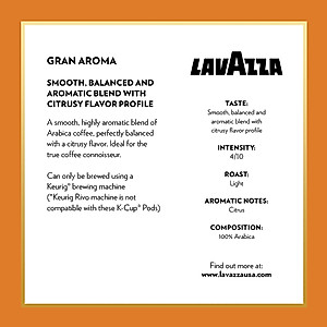 Lavazza Gran Aroma Single-Serve Coffee K-Cups for Keurig Brewer, 32 Count