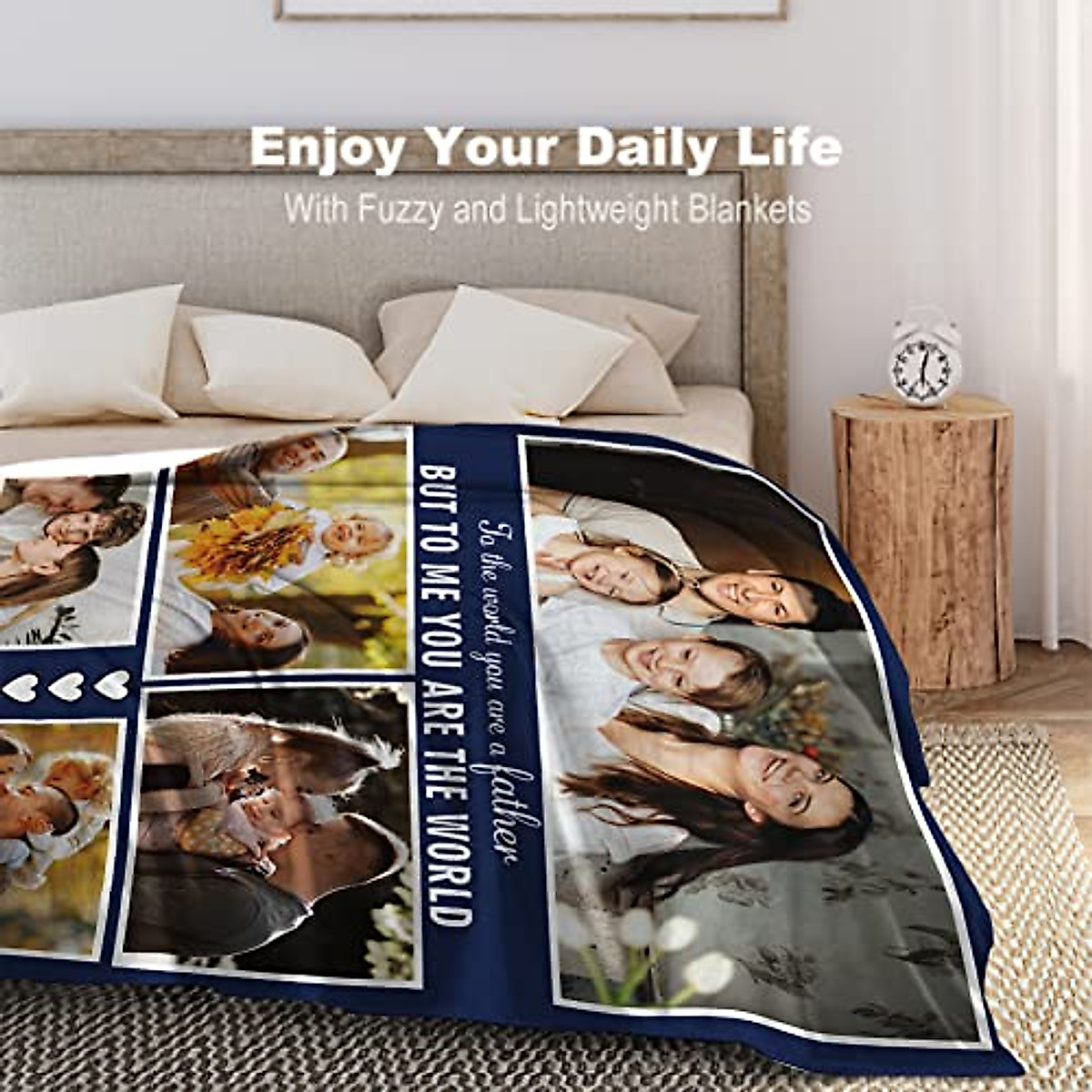 Juantao Custom Blanket with Photo Personalized Picture Throw Blanket Customized Memorable Mothers Fathers Day Birthday Anniversary Christmas Valentine Gifts for Family Friend Couples Women Men