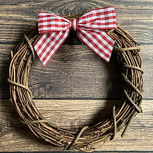 Red & White Gingham Pre-Tied Bows - 3" Wide, Set of 12, Buffalo Check, Plaid Gift Basket Decor, Wedding Embellishments, Party Favors, Birthday, Fall, Christmas, Valentine's Day