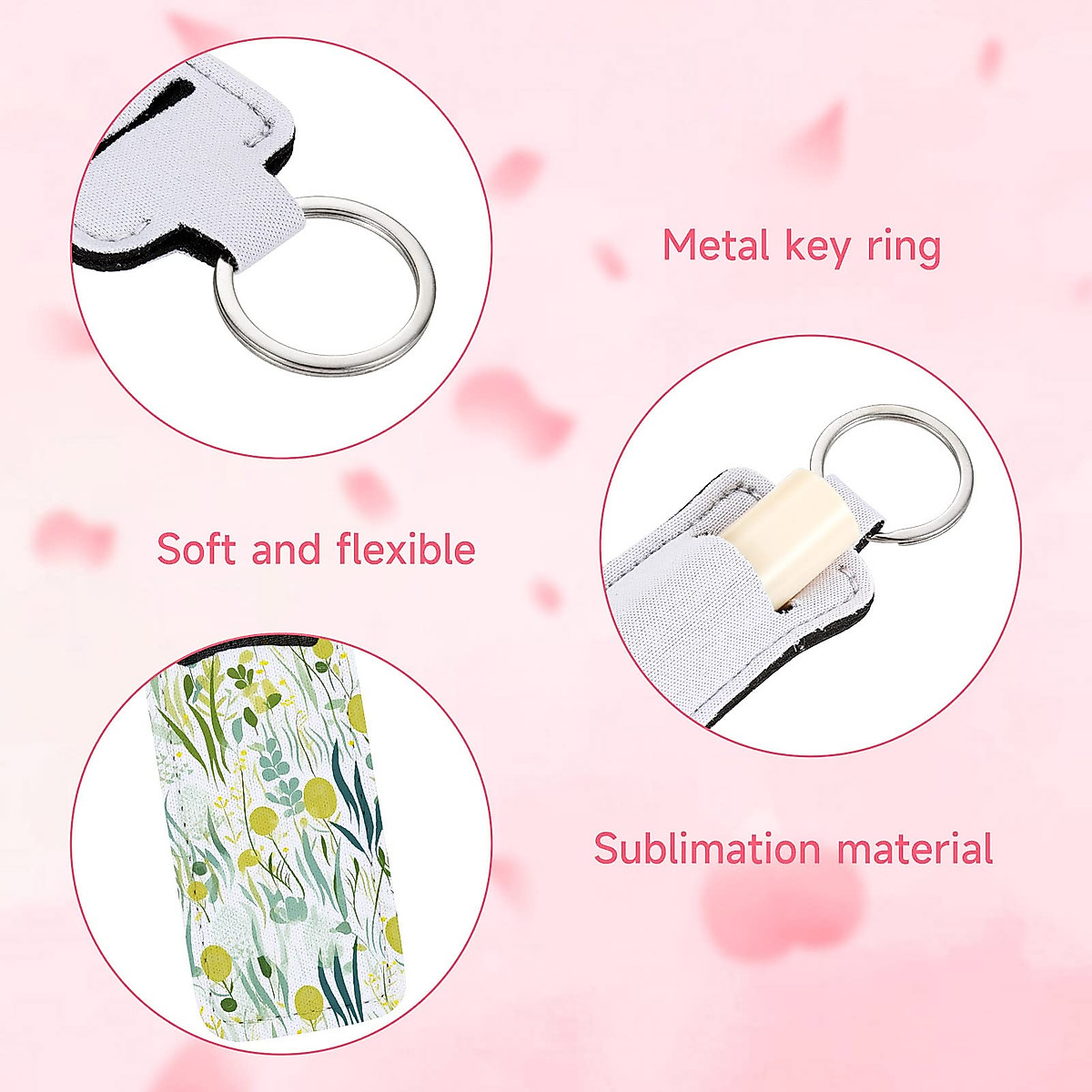 Valyria Sublimation Blanks Chapstick Holder Keychains Lipstick Holder Keychains Chapstick Holder Bulk (White-Rectangle (20 Pcs))