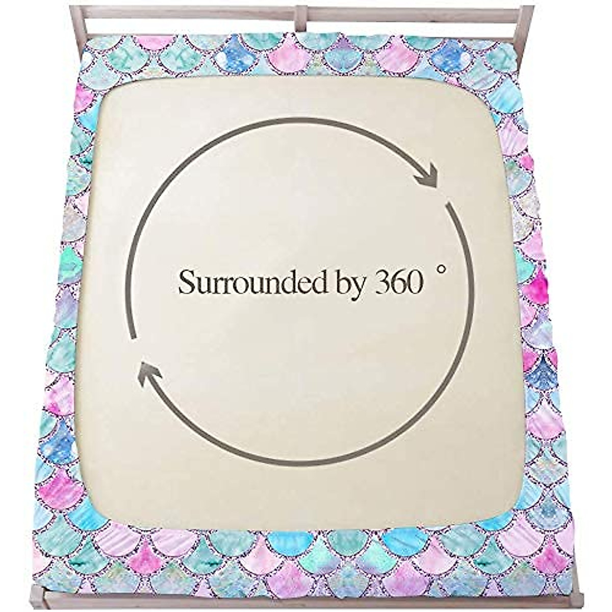 MUSOLEI Mermaid Fitted Sheet Set 3D Rainbow Scales Twin Girls Bedding Set 2PCS 1 Deep Pocket Fitted Sheet with 1 Pillowcases Wrinkle Free Cozy Microfiber(01,Twin)