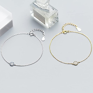 PAENENPH 14K Gold Moissanite Evil Eye Bracelet, Evil Eye Charm Guardian Bracelet, Fashion Christmas Jewelry Gift (Yellow, 14K)