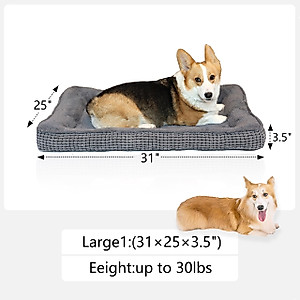 WINDRACING Washable Deluxe Dog Crate Beds, Super Soft Durable Kennel Anti-Slip Pad, Pet Sleeping Mat for Small Sized Dogs, Removable Pet Bed, Dog Beds & Furniture, 31 x 25, Gray