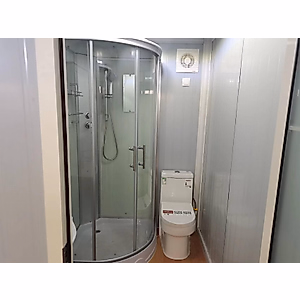 Prefabricated Modular Home with 2 Bedrooms, 1 Kitchen with Well furnished, 1 Bathroom with Exhaust Fan, 1 Living Room with Windows and Glass Doors, Sections