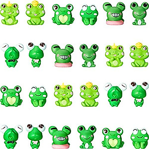 WILLBOND Cute Frog Miniature Figurines Mini Garden Frog Ornaments Animals Model Fairy Garden Miniature Moss Landscape DIY Craft for Home Party Decoration Supplies (24 Pieces)