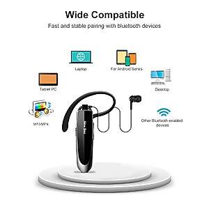 New bee [2 Pack] Bluetooth Earpiece Wireless Handsfree Headset V5.0 24 Hrs Driving Headset with Mic 60 Days Standby Time Headset Case for iPhone Android Samsung Laptop Truck Driver