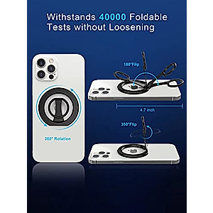 Magnetic Phone Ring Holder with MagSafe, SUPERONE [Aluminum Alloy] 2-in-1 Magnetic Phone Grip with Adjustable Stand, Compatible with iPhone 14/13/12, Pro, Pro Max, Mini, Black