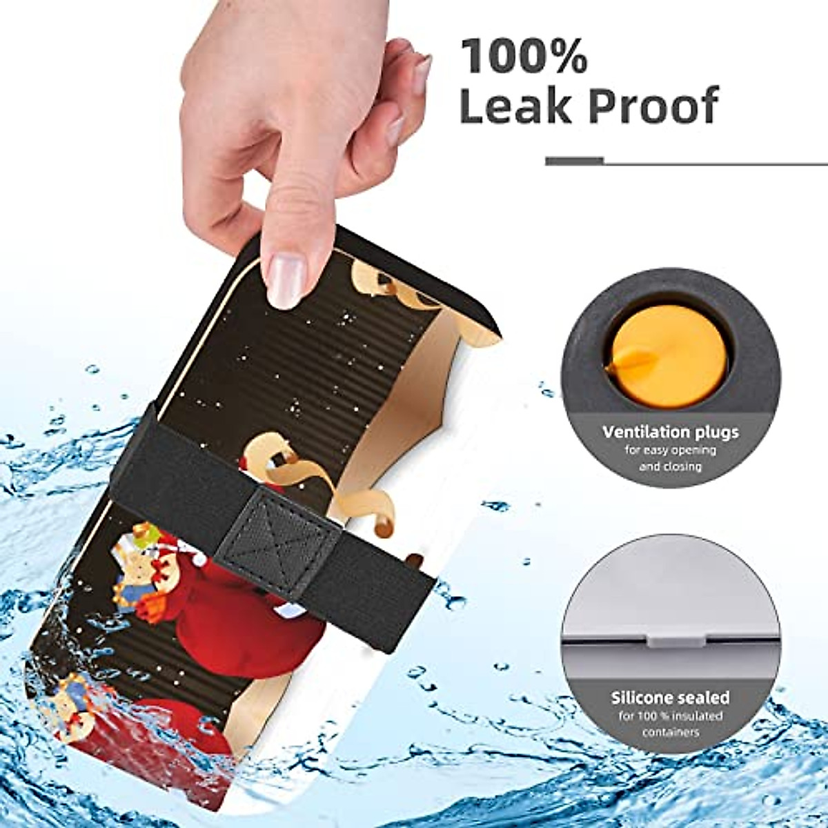 KOOLR Santa Claus Print Bento Box Adult Lunch Box With 2 Compartments Stackable For Work Picnic Leak Proof Bento Box